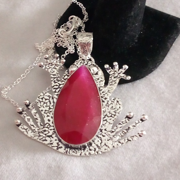 Hand Crafted | Jewelry | Big Goofy Hammered Silver Frog With Large Red ...